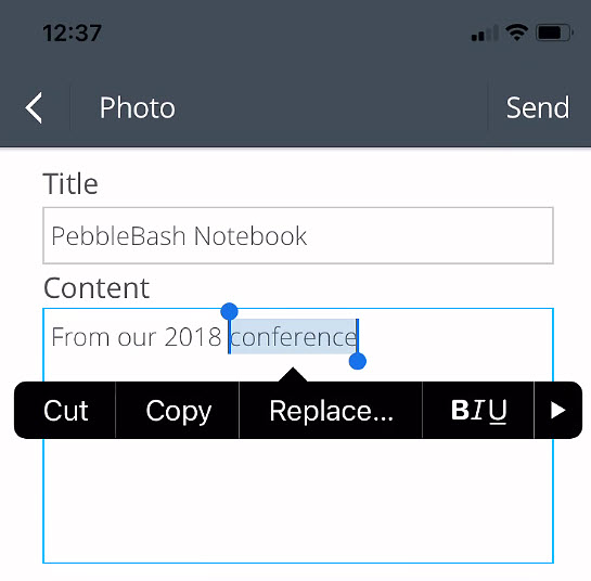 Pebble+ Editing & Sending Assets